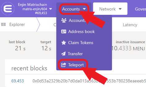 Teleporting on Enjin Blockchain Console – Enjin