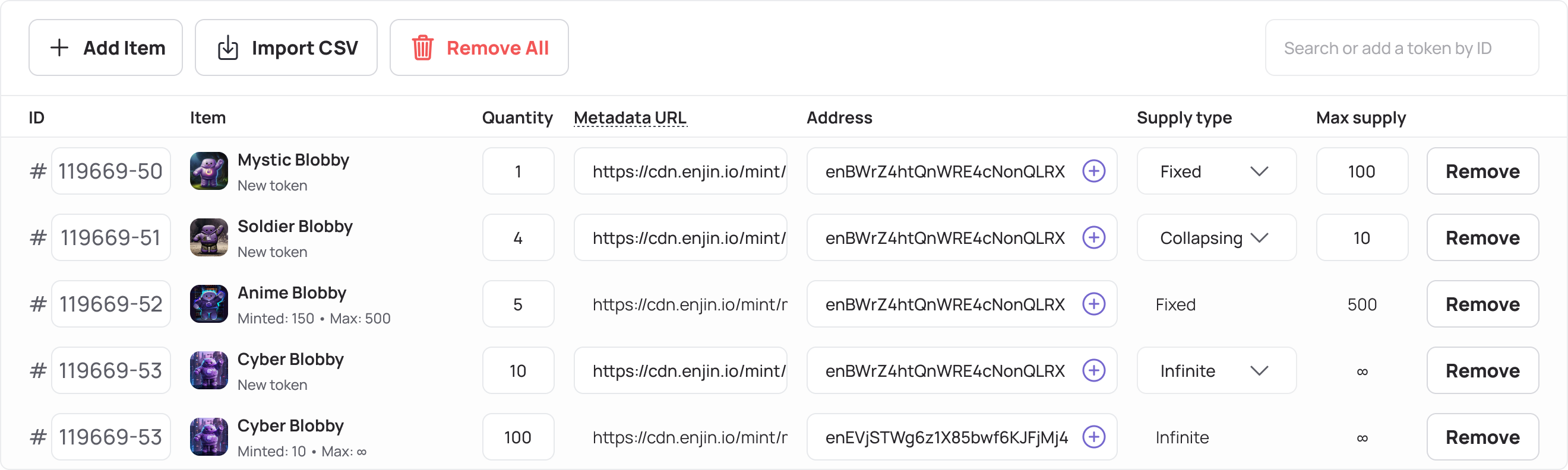 Create or Mint Multiple Items – Enjin
